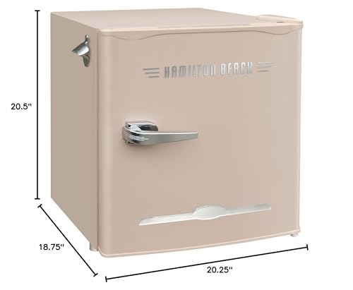 Hamilton Beach Retro Mini Refrigerator-Energy Saving-Adjustable Thermostat Control-Side Mounted Bottle Opener-Ideal for for Dorm, Office, RV, Garage, Apartment 1.6 Cubic Feet, Coral