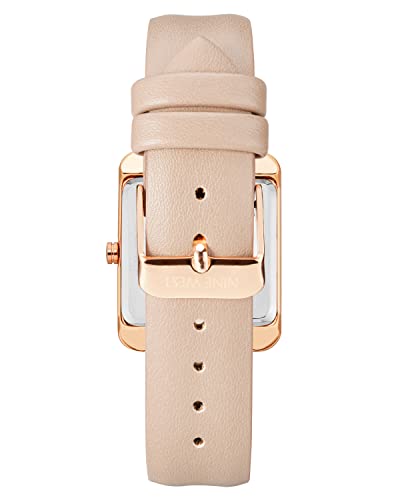 Nine West Women's Japanese Quartz Dress Watch with Faux Leather Strap, 18 (Model: NW/2116RGBH), Blush Pink/Rose Gold