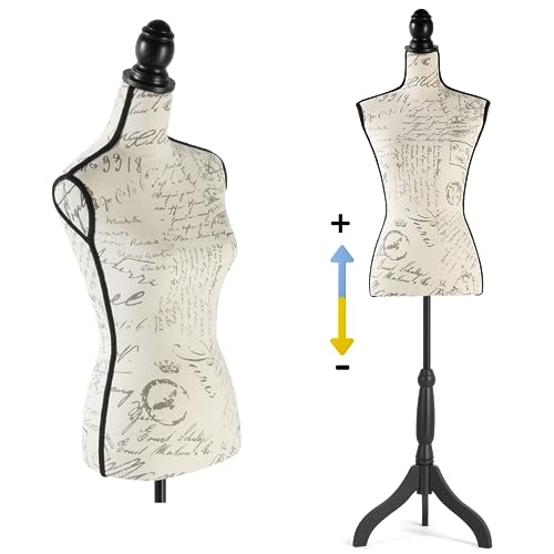 HOMBOUR Female Mannequin Body, Sewing Mannequin Torso Dress Form, Height Adjustable 52-67 inch Mannequin with Stand for Dressmaker Jewelry Display, Ivory