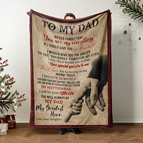 New 2023 Dad Gifts to My Dad from Daughter Holding Hand Ultra Soft Fleece Throw Blankets for Couch Bedroom Sofa Best Dad Gifts for Birthday, Thanksgiving, Anniversary, for Men 50x60 inches