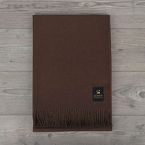 100% Baby Alpaca Wool Blanket Throw Solid Color Design for Bed Couch Sofa Soft Warm Peruvian Alpaca Wool Blankets 72" x 52" (Brown)