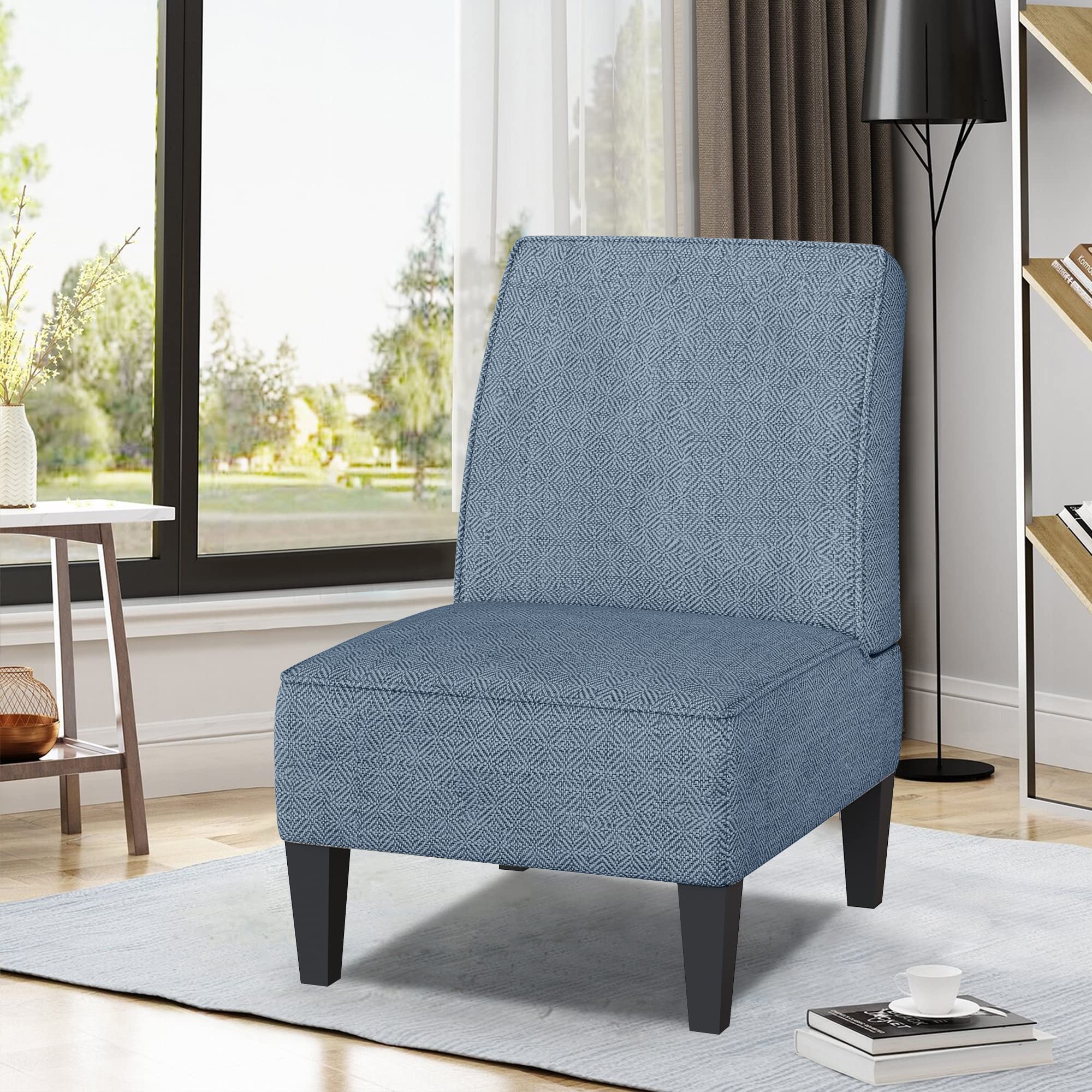 ALISH Accent Chairs Upholstered Living Room Chairs Armless Side Chairs Bedroom Chairs with Curved Backrest and Wooden Legs (2, Prints)
