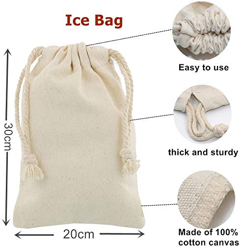 Lewis Bag and Ice Mallet Crush Ice - Wood Hammer and Lewis Bag for Crushed Ice, Bartender Kit Set & Bar Tools Kitchen Accessory