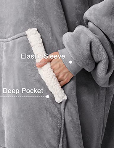 Wearable Blanket Hoodie Oversized Sweatshirt Blanket for Adults Women Men Fleece Sherpa Blanket Jacket with Sleeve Big Pocket