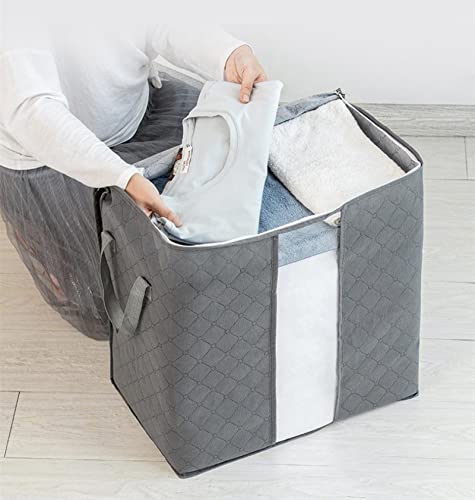 RIIOO Storage Container/Quilt Storage Bag/Large, Medium and Extra Large 3 Sets, Suitable for Storing Room Clothes and Quilts (Gray)