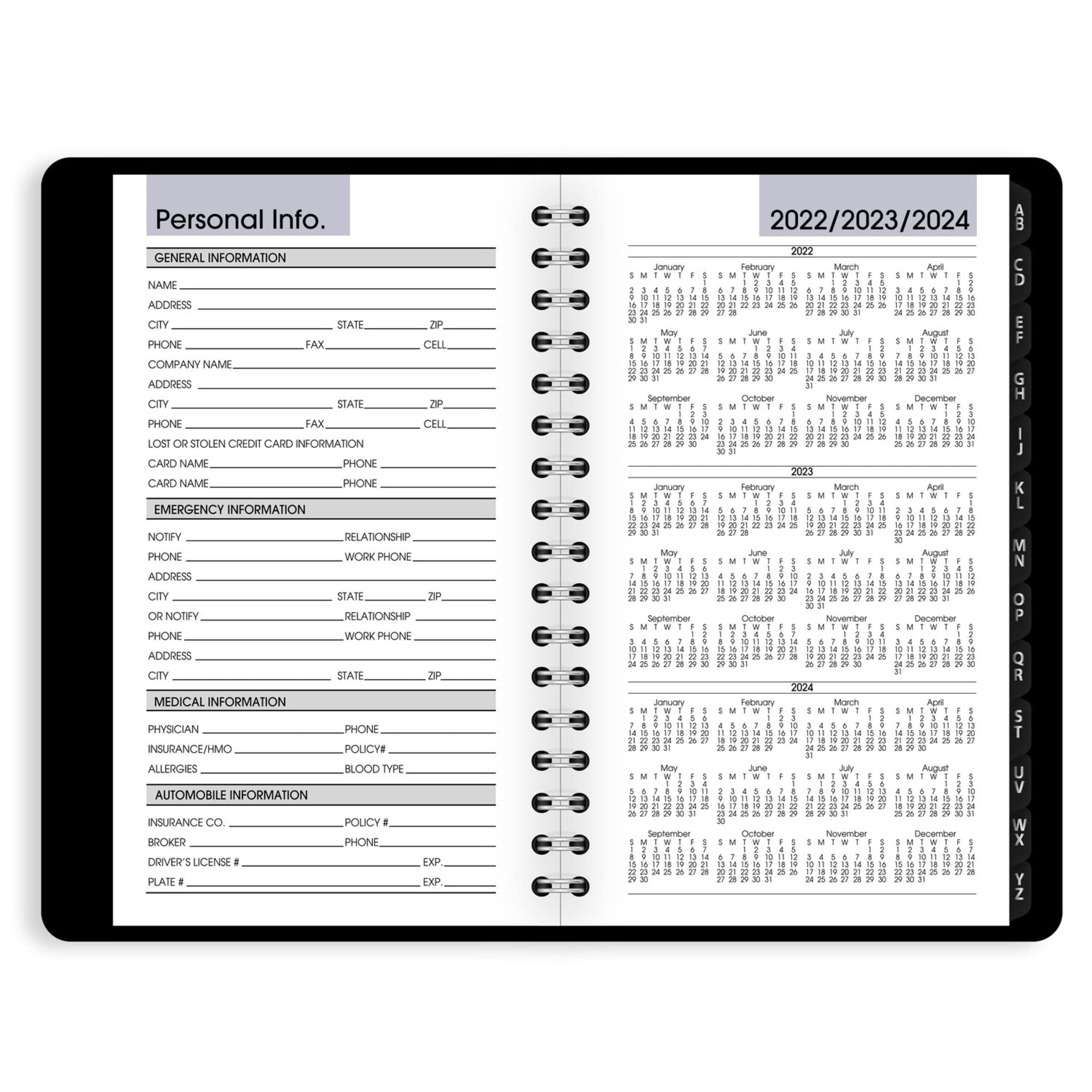 AT-A-GLANCE 2023 Weekly Planner, DayMinder, Hourly Appointment Book, 3-1/2 x 6", Pocket Size, Tabbed Telephone/Address Pages, Texture Cover, Black (G25000)
