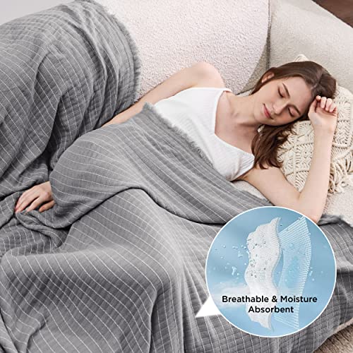 Bedsure Faux Fur Throw Blankets Tie-dye Throw & Bedsure 100% Cotton Muslin Blankets Grey Throw