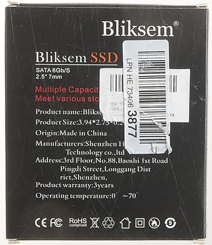 Bliksem SSD 128GB SATA III 6Gb/s Internal Solid State Drive 2.5″ 7mm(0.28″) 3D NAND TLC Chip Up to 550 Mb/s for Laptop and Pc KD650 (Black 128GB)