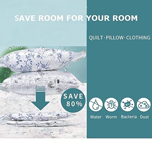 PicoHemmo Vacuum Storage Bags 10-PACK for Travel Packing Space Saver Bags for Comforters Blankets and Pillows Sealler Bags Hand Pump Included(S*2+M*3+L*3+J*2)