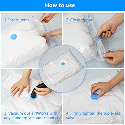 Vacuum Storage Bags, 80% More Space Saver Bags, 6 Pack Vacuum Compression Storage Bags for Comforters, Clothes, Blanket, Bedding, 6Pack 60x80cm