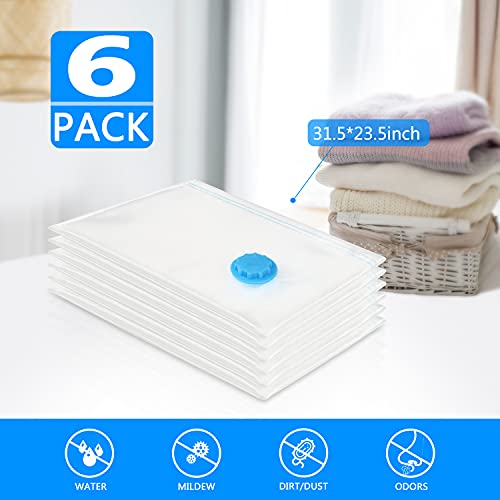 Vacuum Storage Bags, 80% More Space Saver Bags, 6 Pack Vacuum Compression Storage Bags for Comforters, Clothes, Blanket, Bedding, 6Pack 60x80cm