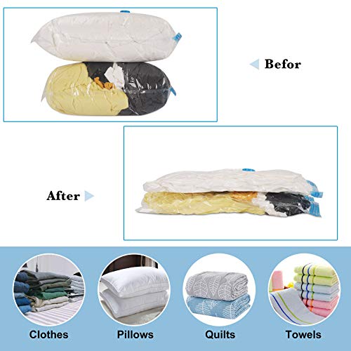 HAWATOUR 10 Pack Vacuum Storage Bags Space Saver Bags for Clothes, Pillow, Towel, Blanket