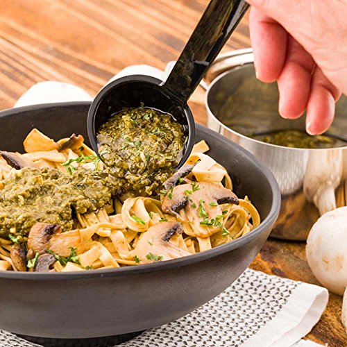 1 Ounce Serving Ladle, 1 Hook Handle Portion Ladle - Dishwasher-Safe, Reusable, Black Plastic Gravy Ladle, For Stirring, Pouring, And Serving - Restaurantware