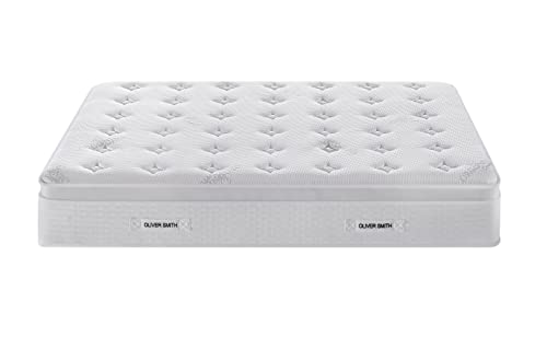 Queen Mattress - 12 Inch Cool Memory Foam & Spring Hybrid Mattress with Breathable Cover - Comfort Plush Euro Pillow Top - Rolled in a Box - Firm - Oliver & Smith