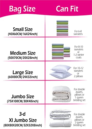 ORIGINAL 3-D Vacuum Storage Bags XXL Large, Winslow&Ross Vacuum Seal Bags for Bedding Clothes Storage, Work with Vacuum Cleaner, Travel Hand Pump Included (4 Packs)