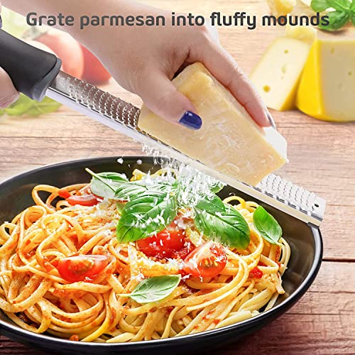 Sunivaca Zester, Lemon zester tool, Citrus Zester Grater with Handle, parmesan cheese grater, Sharp Fine Premium Stainless Steel Blade Heavy Duty, Dishwasher Safe