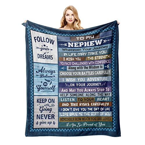 Nephew Gifts from Auntie, Nephew Gifts Blanket 60"x50", Nephew Gifts from Aunt, Nephew Birthday Gifts, Nephew Gift from Uncle, Nephew Gift Ideas for Christmas Graduation, Gift for Nephew Throw Blanket