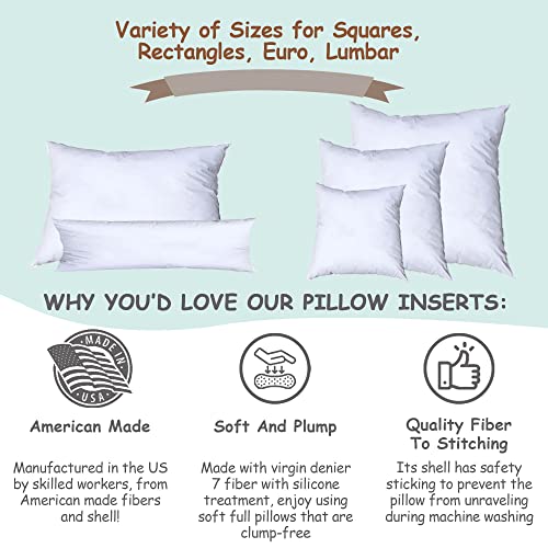 Pillowflex Synthetic Down Pillow Insert - 14x20 Down Alternative Pillow, Lumbar Pillow Insert for Sham - Back Pillow, Travel Size Pillow - Polyester Neck Pillow - 1 Decorative Pillow Form