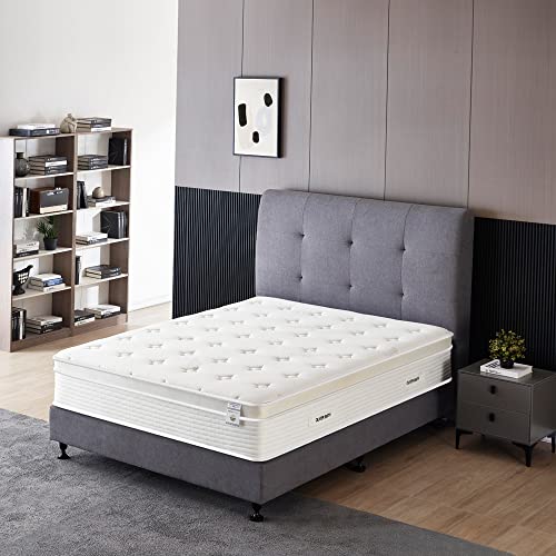 Queen Mattress - 12 Inch Cool Memory Foam & Spring Hybrid Mattress with Breathable Cover - Comfort Plush Euro Pillow Top - Rolled in a Box - Firm - Oliver & Smith