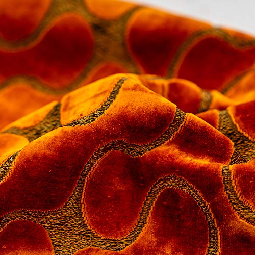 Yangest Burnt Orange Velvet Wave Lumbar Throw Pillow Cover Wavy Line Luxury Cushion Case Modern Zippered Rectangular Pillowcase for Sofa Couch Bedroom Living Room Home Decorative, 12x20 Inch