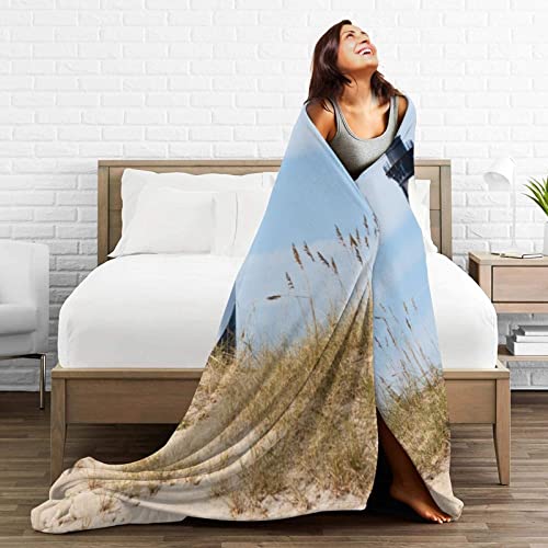 Blanket,Cape Hatteras Lighthouse Towers Over Beach Dunes Ultra-Soft Micro Fleece Throw Blanket Flannel Blankets for Couch Bed Living Room 50"X 40"