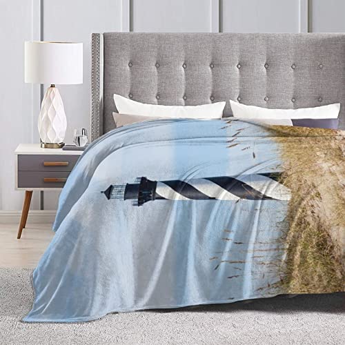 Blanket,Cape Hatteras Lighthouse Towers Over Beach Dunes Ultra-Soft Micro Fleece Throw Blanket Flannel Blankets for Couch Bed Living Room 50"X 40"