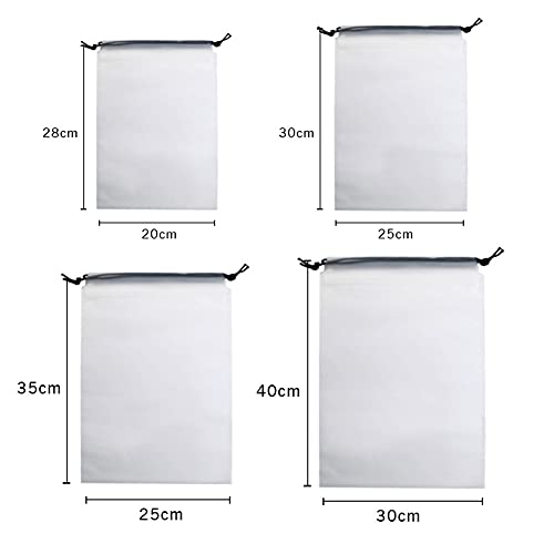 20 Pieces Matte Translucent Travel Portable Shoes Storage Bags Organizer with Drawstring Travel Storage Bag (4 Different Sizes)