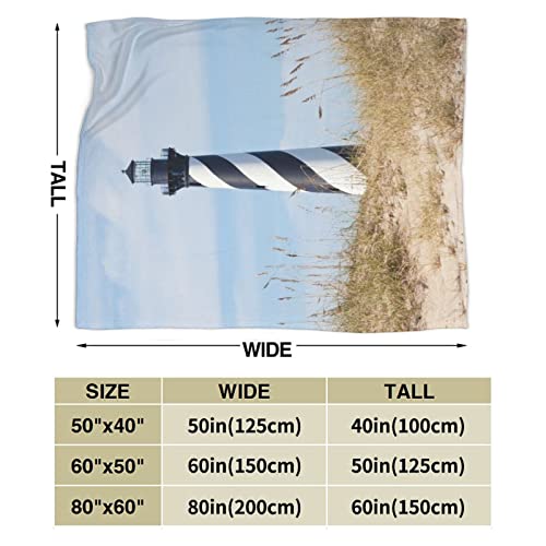 Blanket,Cape Hatteras Lighthouse Towers Over Beach Dunes Ultra-Soft Micro Fleece Throw Blanket Flannel Blankets for Couch Bed Living Room 50"X 40"
