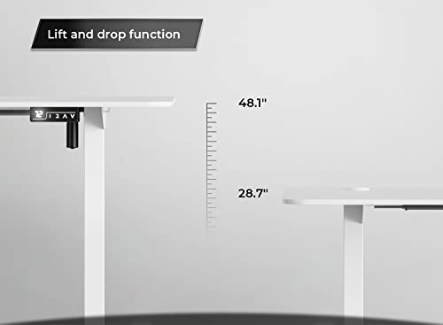 Furniwell Electric Height Adjustable Standing Desk Large Sit Stand up Desk Home Office Computer Desk 55 x 24 Inches Lift Table with T-Shaped Metal Bracket, White