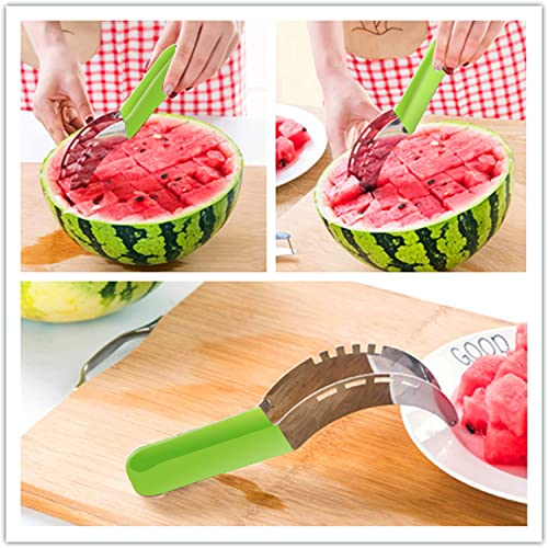 Gayisic 4 PCS Watermelon Slicer Cutter, Fruit Carving Tools Knife Kit , Stainless Steel Fruit Corer Cutter Kit for Ice Cream Melon Fruit Slicer