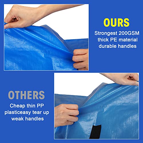 Nuogo 12 Pieces Heavy Duty Moving Bags Extra Large Storage Bags with Strong Handles Zippers Blue Moving Storage Bags Totes for Space Saving Moving Camping College Dorm Christmas Decorations Storage