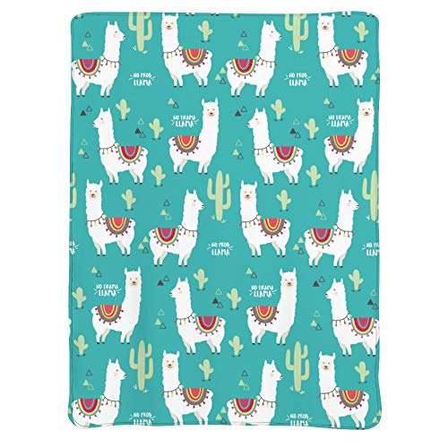 JASMODER Alpaca Llama and Cactus Blankets & Throws Soft Microfiber Cozy Warm Throw Blanket for Couch Bedroom Living Room