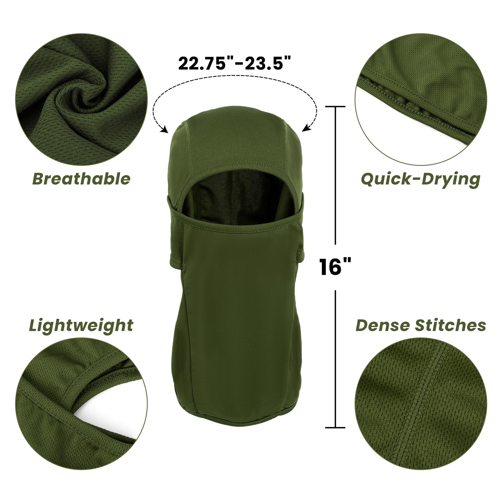 TopTie Breathable Balaclava, Mesh Cooling Full Cover Balaclava for Men Women Cycling Motorcycle Helmet Liner-Black