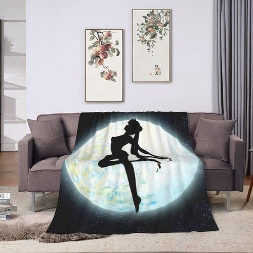 Sai.lor Moon Luna Cat Fleece Blanket Super Soft Plush Throw Blanket 50"X40" Cozy Fuzzy Bed Blankets Microfiber Flannel Blankets for Couch, Bed, Sofa