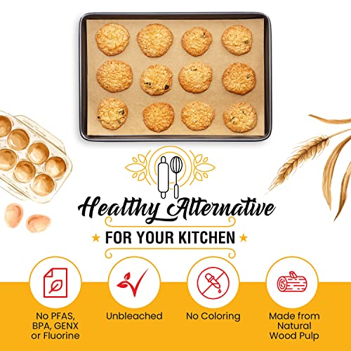 Unbleached Parchment Paper Roll 15 in x 210 ft 260 Sq.Ft Paper Baking Paper by Baker’s Signature | Silicone Coated – Will not Soak Through or Burn – Non-Toxic & Comes in Convenient Packaging