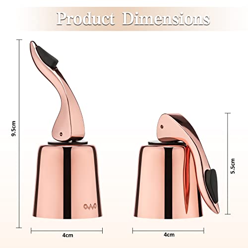 OWO Wine bottle Stopper, Wine Saver with Silicone, Decorative Wine Preserver, Wine Toppers Stopper,Reusable Wine Cork Keeps Wine Fresh(Goldrose, 2 Pack)