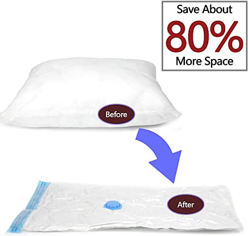 amhomel Vacuum Storage Bag (3 Jumbo, 3 Large, 3 Medium, 3 Small) Ziplock Space Saver Sealer Bags, Air Tight Compression Organizers for Pillows Clothes Blankets Comforters with Hand Pump - 12 Combo