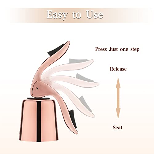 OWO Wine bottle Stopper, Wine Saver with Silicone, Decorative Wine Preserver, Wine Toppers Stopper,Reusable Wine Cork Keeps Wine Fresh(Goldrose, 2 Pack)