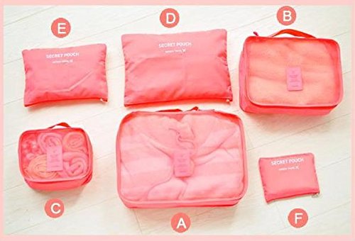 King&Pig 6pcs Travel Organizer Pouches Waterproof Luggage Clothing Finishing Bag (navy blue)