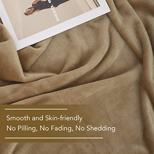 LuxenrelaX Light Weight Fleece Blanket for Couch, Solid Soft Microfiber Fleece Throw Blanket, Cozzy Blanket Machine Washable-60 x 80", Camel