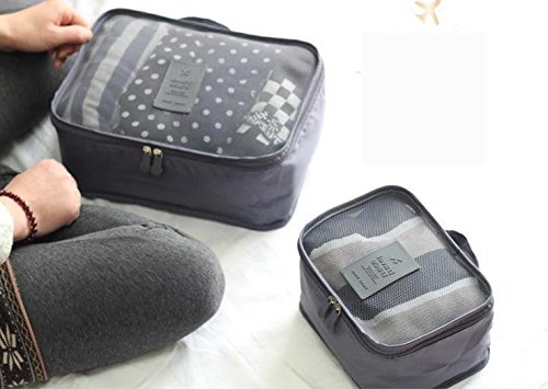 King&Pig 6pcs Travel Organizer Pouches Waterproof Luggage Clothing Finishing Bag (navy blue)