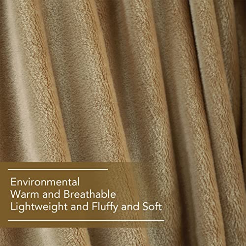 LuxenrelaX Light Weight Fleece Blanket for Couch, Solid Soft Microfiber Fleece Throw Blanket, Cozzy Blanket Machine Washable-60 x 80", Camel