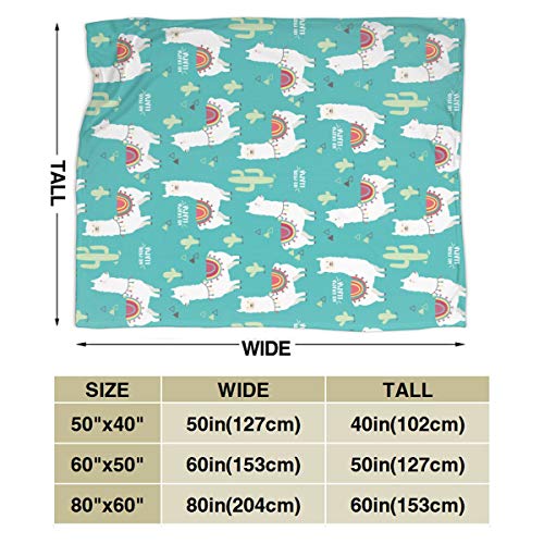 JASMODER Alpaca Llama and Cactus Blankets & Throws Soft Microfiber Cozy Warm Throw Blanket for Couch Bedroom Living Room