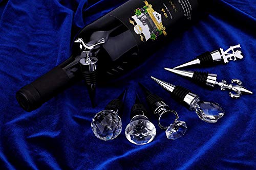 Crystal Wine and Beverage Bottle Stopper Corks for Wine, Made of Zinc Alloy and Glass, Decorative and Reusable Diamond Plug with Gift Box, Multi-Option (2pcs Crystal)