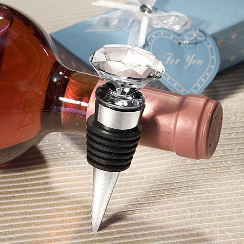 Crystal Wine and Beverage Bottle Stopper Corks for Wine, Made of Zinc Alloy and Glass, Decorative and Reusable Diamond Plug with Gift Box, Multi-Option (2pcs Crystal)