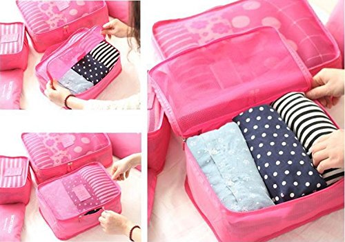 King&Pig 6pcs Travel Organizer Pouches Waterproof Luggage Clothing Finishing Bag (navy blue)