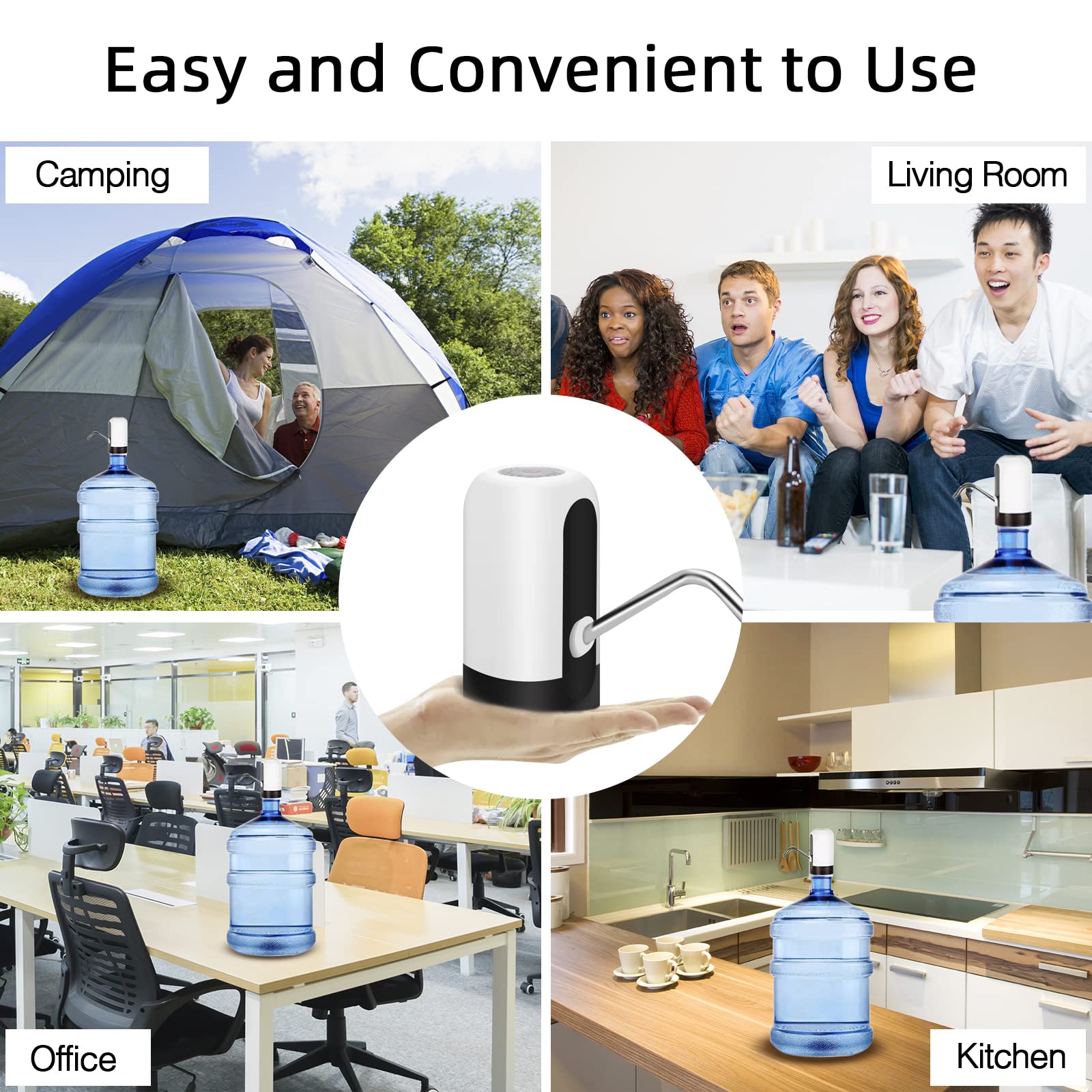 Electric Water Dispenser, Automatic Water Dispenser, Water Dispenser for 5 Gallon Bottle, USB Charging 3-5 Gallon Water Bottle Switch for Camping, Kitchen, Workshop, Garage