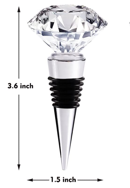 Crystal Wine and Beverage Bottle Stopper Corks for Wine, Made of Zinc Alloy and Glass, Decorative and Reusable Diamond Plug with Gift Box, Multi-Option (2pcs Crystal)
