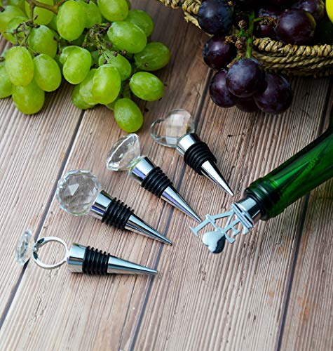 Crystal Wine and Beverage Bottle Stopper Corks for Wine, Made of Zinc Alloy and Glass, Decorative and Reusable Diamond Plug with Gift Box, Multi-Option (2pcs Crystal)