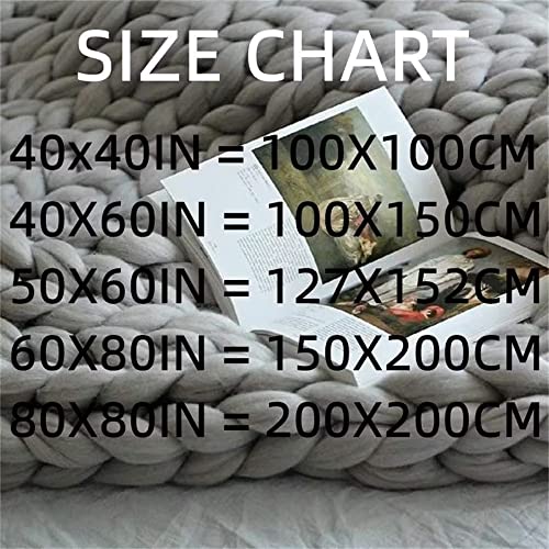 Beige Chunky Knit Blanket Throw Luxury Warm Knited Blanket for Couch/Sofa/Bed Decor Giant Knitted Blanket Boho Thick Cable Throw Blanket(40x40in)